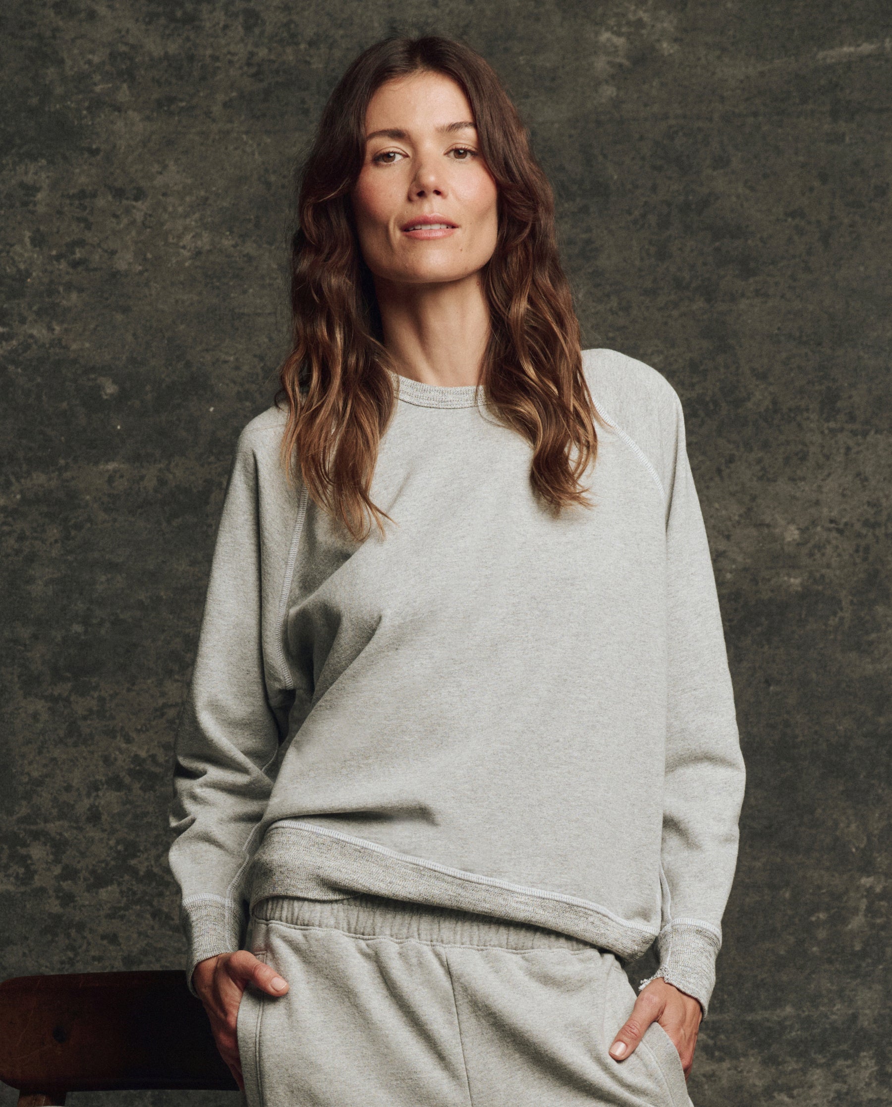 The Fleece College Sweatshirt. Solid -- Heather Grey – The Great.